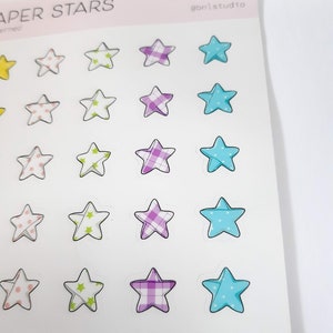 Paper Stars Sticker Sheet, Vinyl Sticker Sheet, Star Stickers, Planner ...