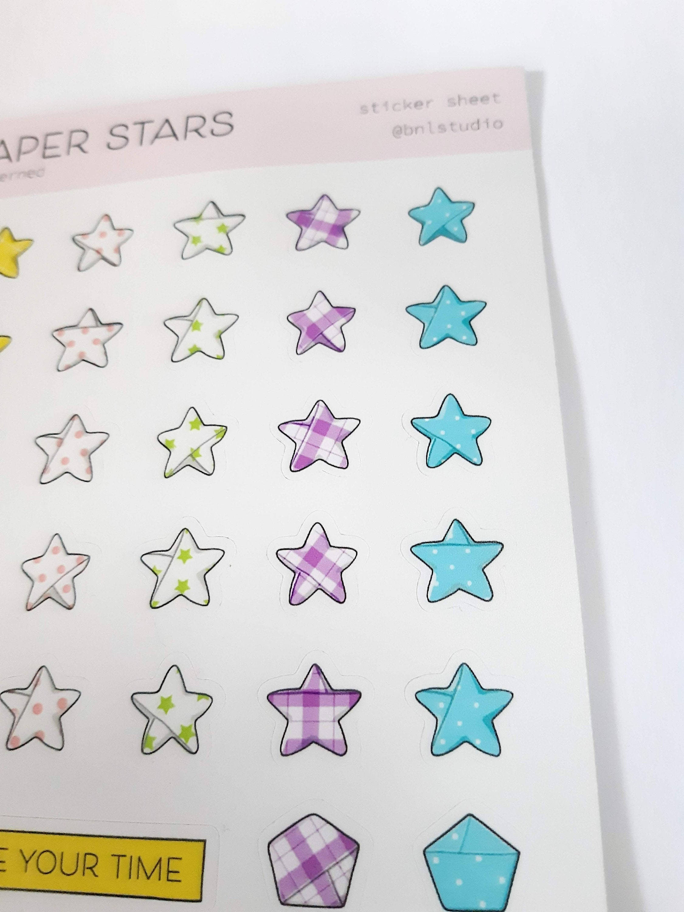 Paper Stars Sticker Sheet, Vinyl Sticker Sheet, Star Stickers, Planner ...