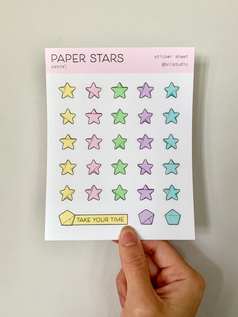 Paper Stars Sticker Sheet Vinyl Sticker Sheet Star Stickers - Etsy