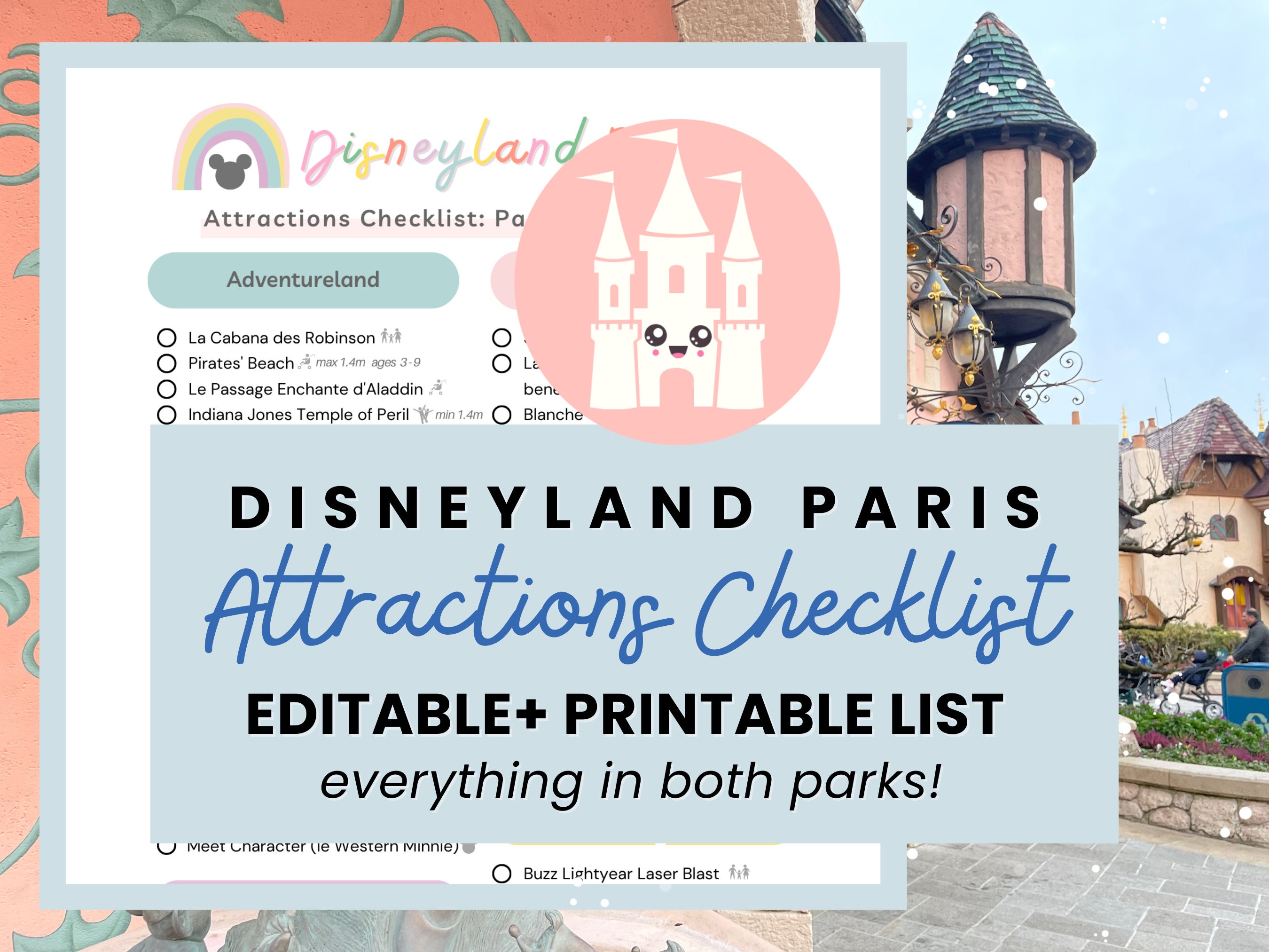 Checklist Disneyland Paris Attractions Planner Disneyland Paris ...