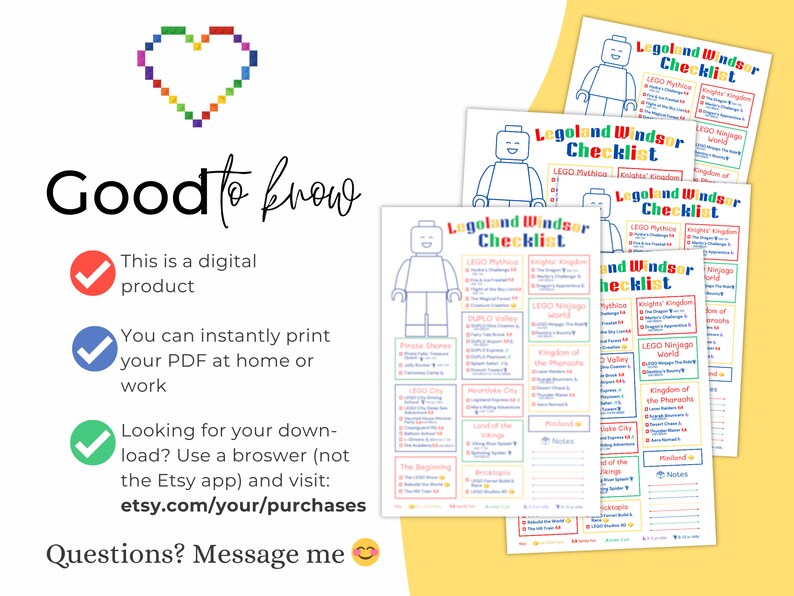 Printable Legoland Windsor Attractions Checklist PDF Legoland Windsor ...
