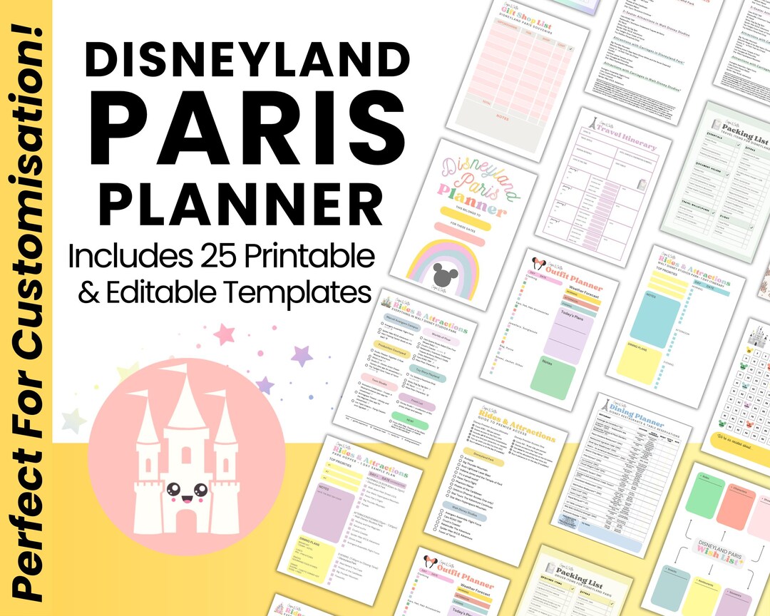 Editable Disneyland Paris Trip Planner Bundle: Canva Printable ...