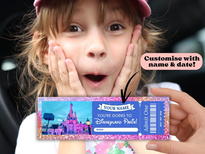 Custom Disneyland Paris Ticket: Surprise Reveal Gift, Editable Keepsake ...