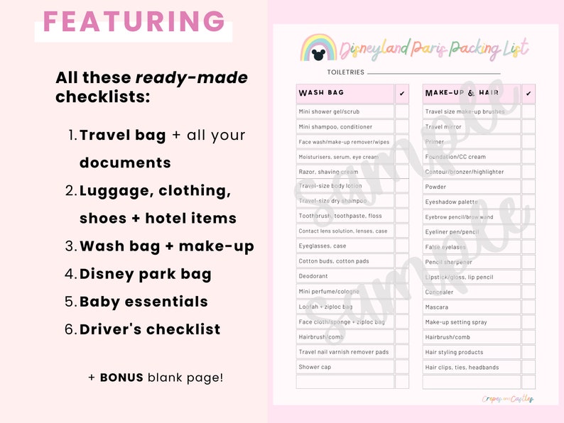 Disneyland Paris PACKING LIST Instant Download Disneyland Paris ...