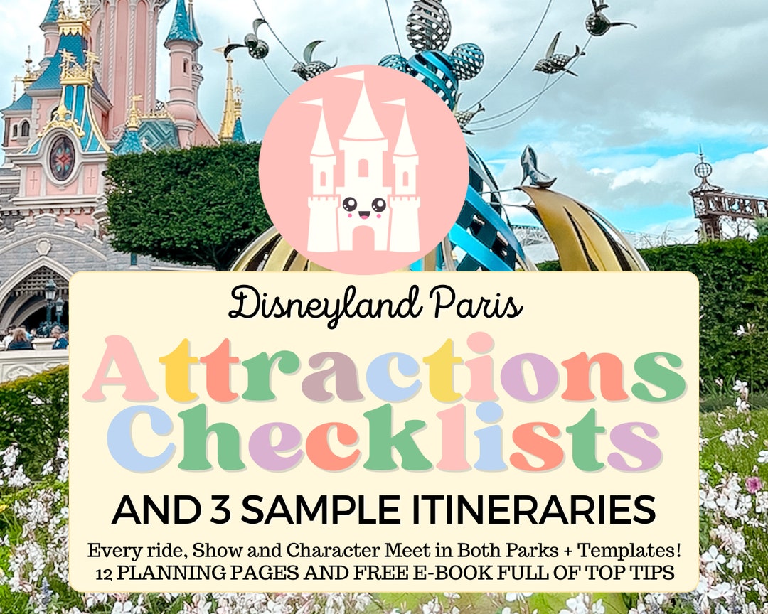 Checklist Disneyland Paris Attractions Planner Itinerary First Timer ...