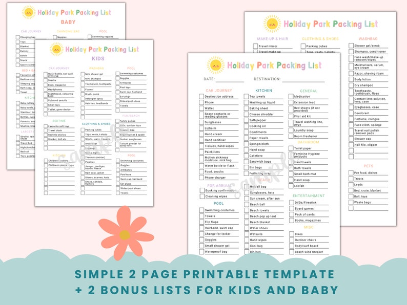 Editable Caravan Holiday Packing List for Family, Printable Haven ...