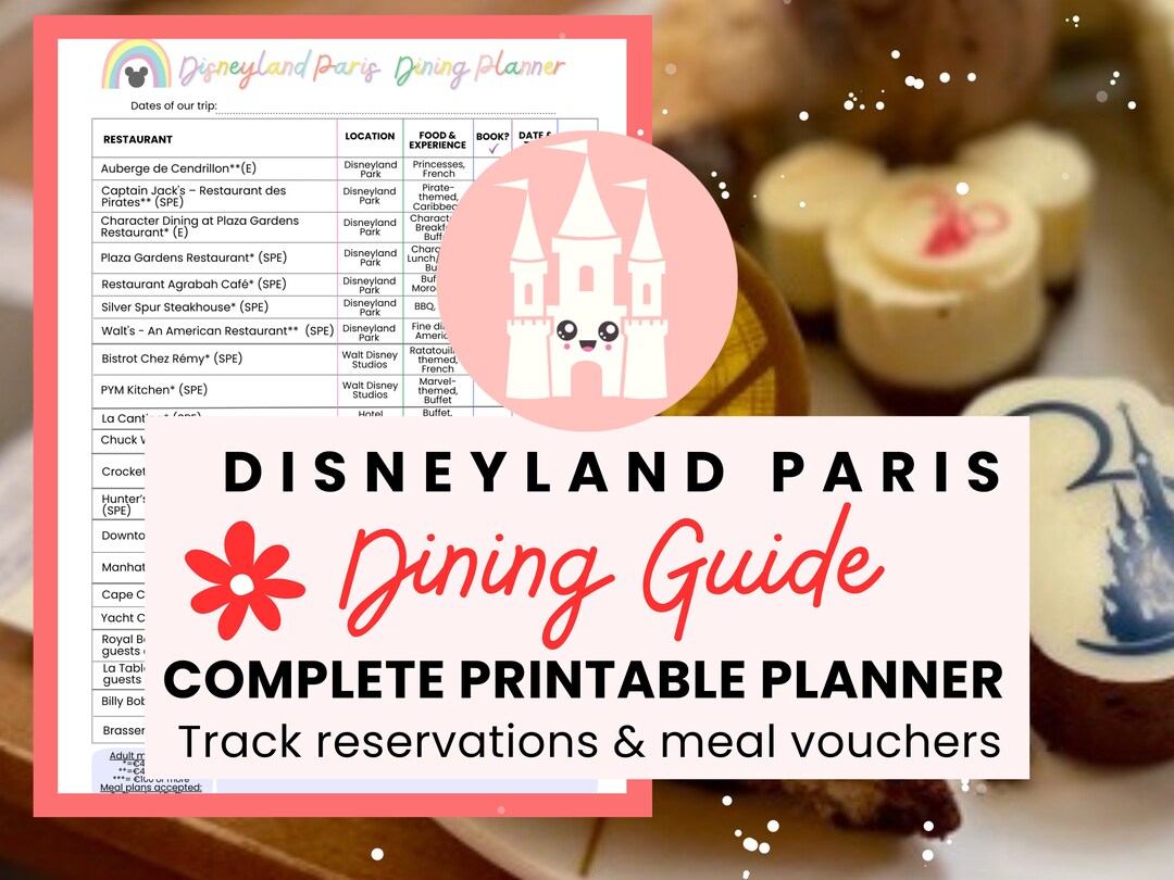 Disneyland Paris Restaurant Disneyland Paris Planner Disneyland Paris