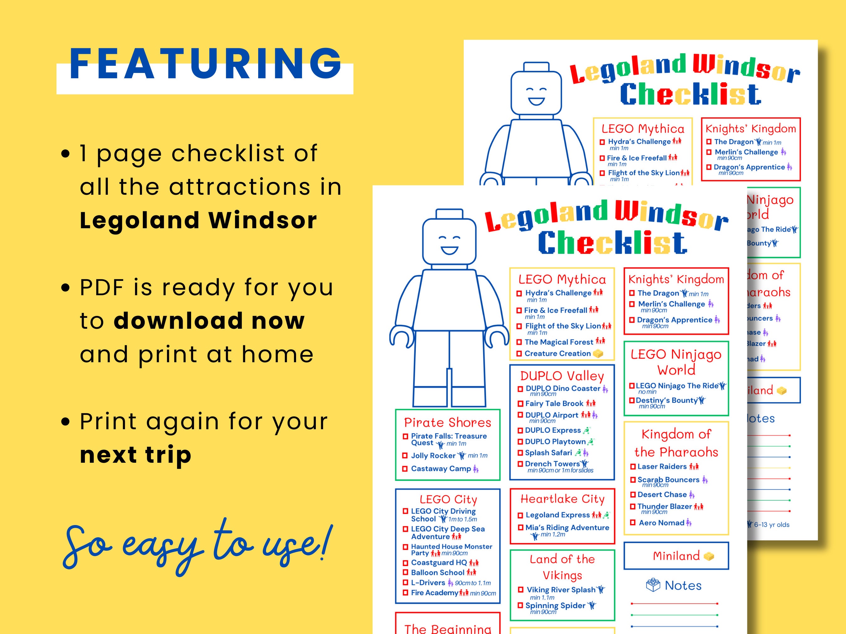 Printable Legoland Windsor Attractions Checklist PDF Legoland Windsor ...