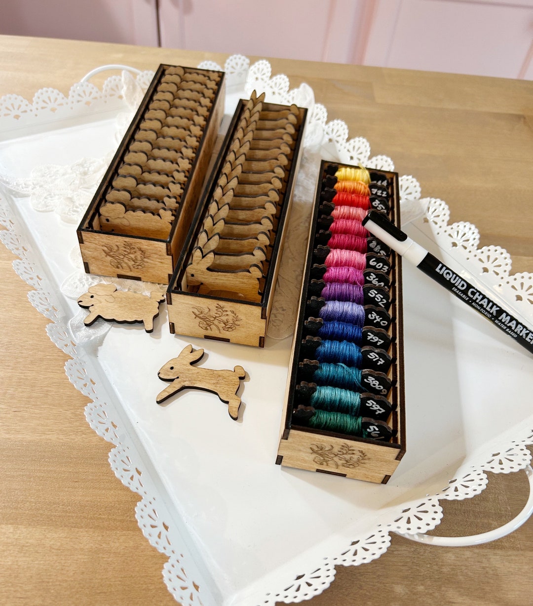Embroidery Floss Holder - Back Side Writable : Your Choice Bunny or ...