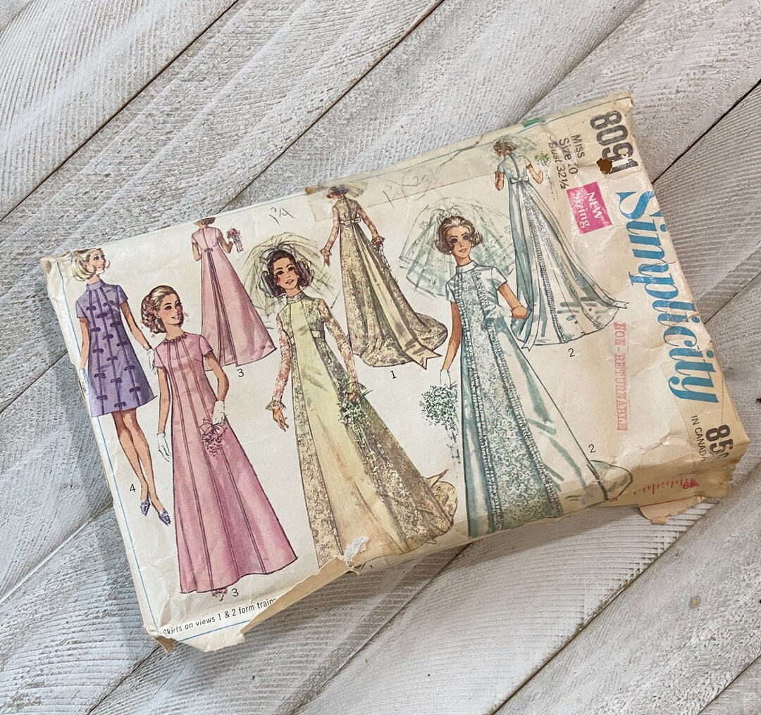 Simplicity 8091 : Vintage Long & Short Wedding Formal Dress Size 10 ...
