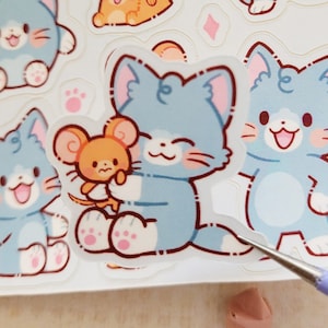 Cat and Mouse Cute Stickers - Etsy