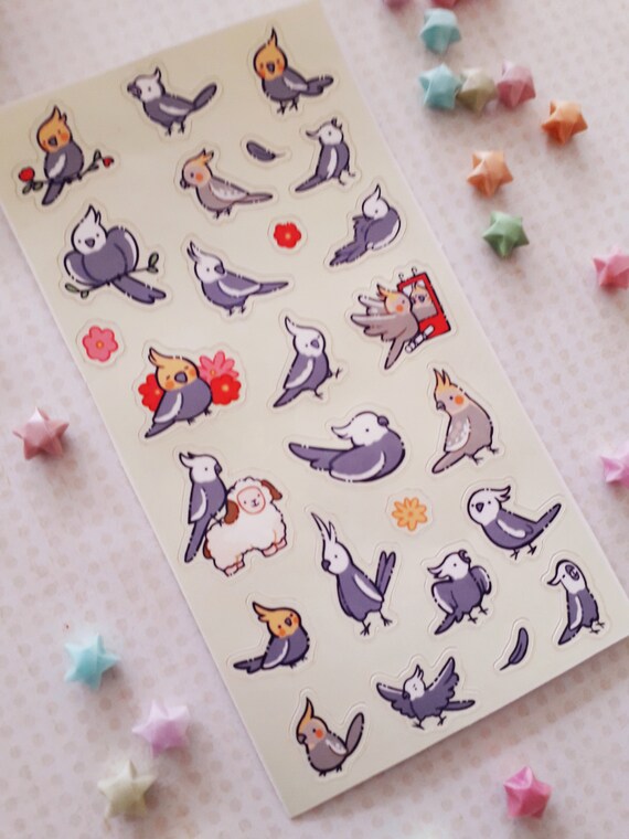 Cockatiel Holographic Sticker Sheet | Etsy