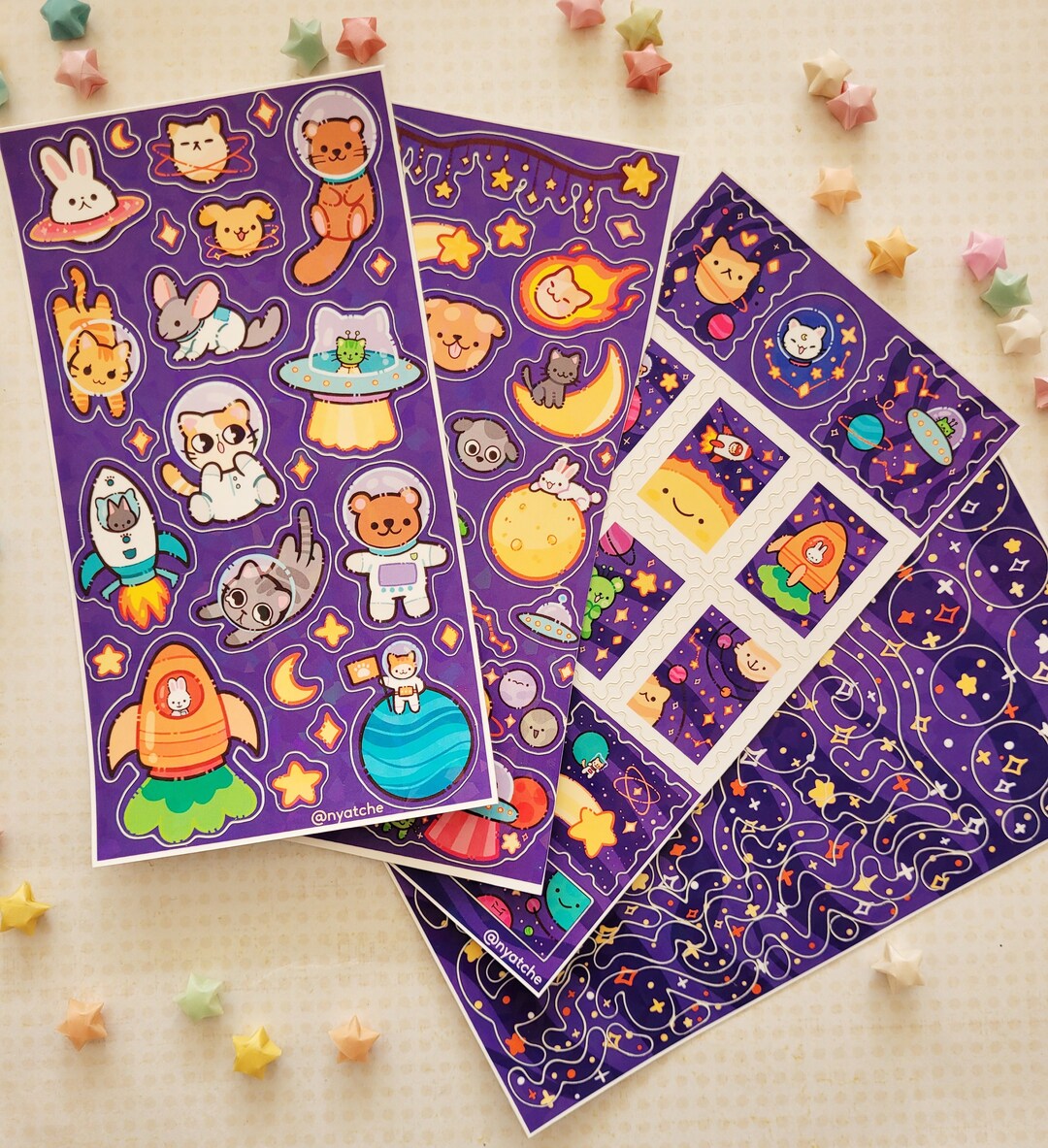 Space Animals Holographic Sticker Sheets - Etsy