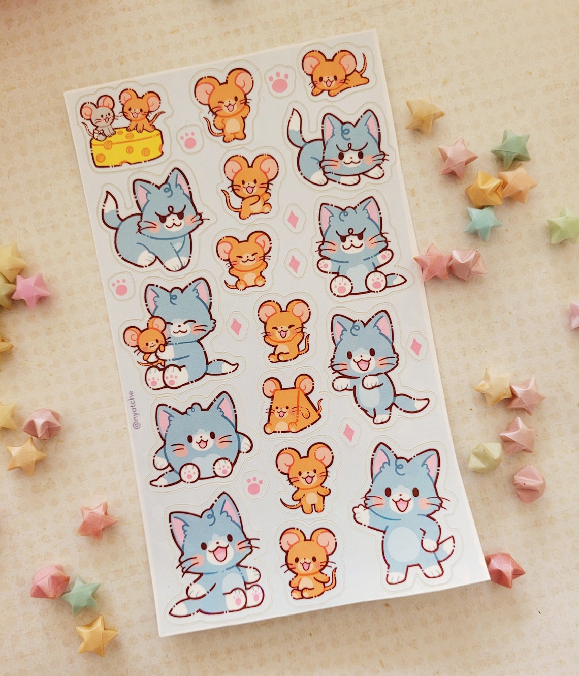 Cat and Mouse Cute Stickers - Etsy