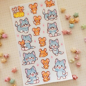 Cat and Mouse Cute Stickers - Etsy