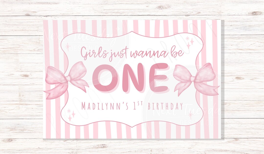 Girly Coquette Birthday Banner Template | Editable Canva Banner | 36x24 ...