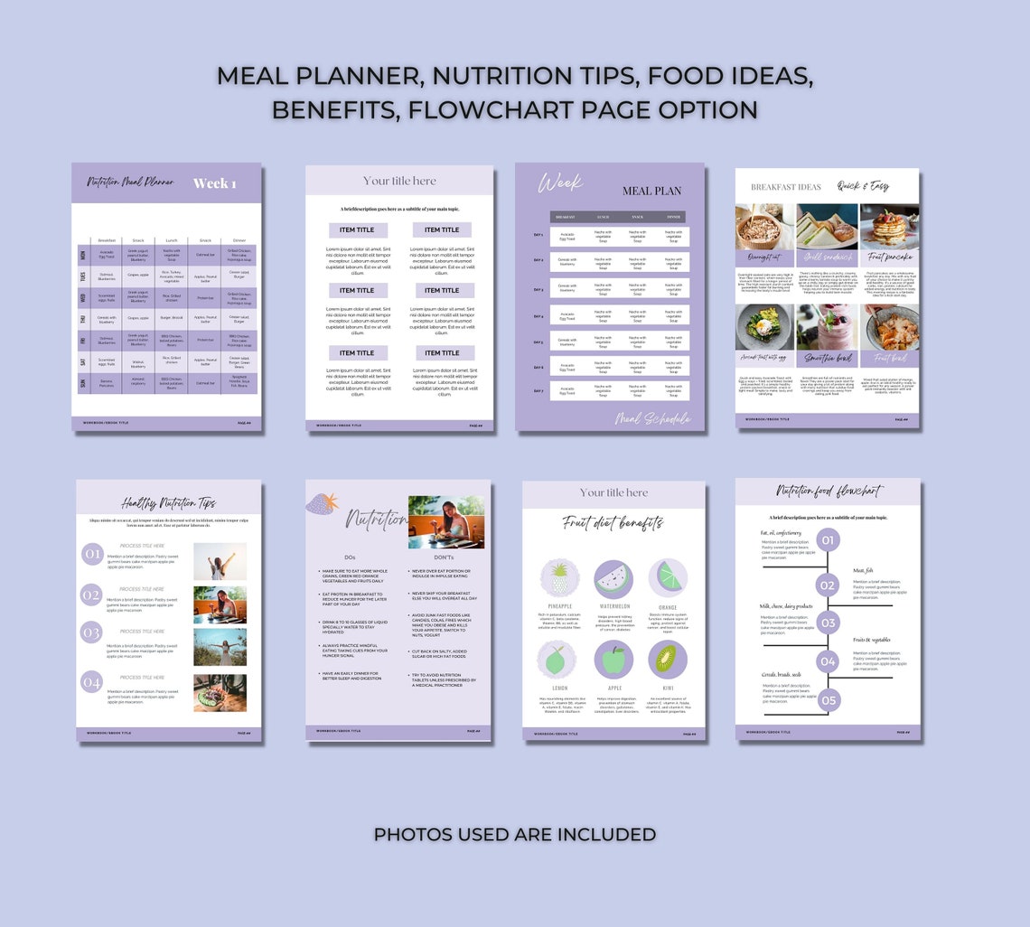 Nutrition Meal Plan Recipe Template. Ebook Canva Template. Fitness ...