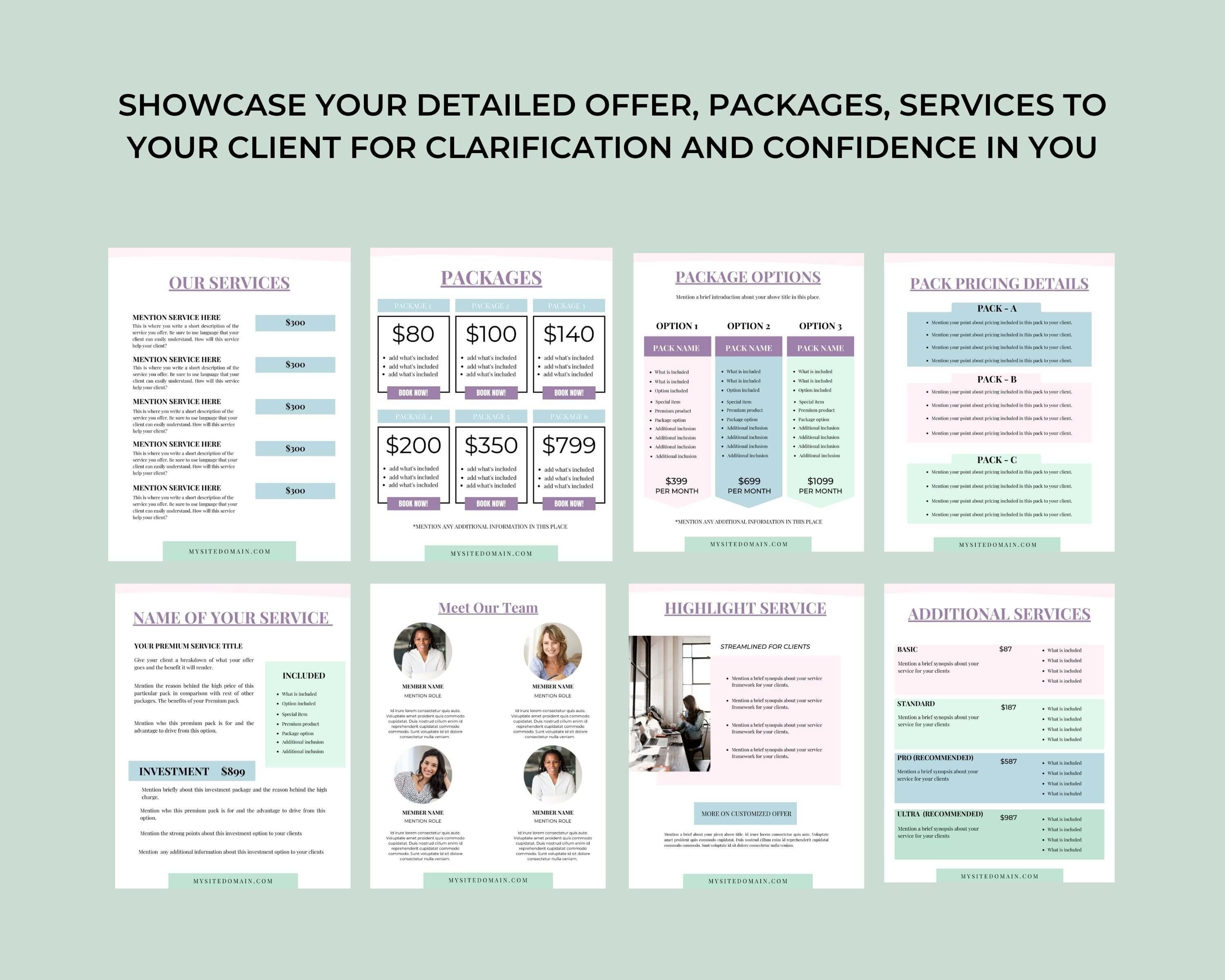 Services and Pricing Guide Portfolio Template.Virtual - Etsy España