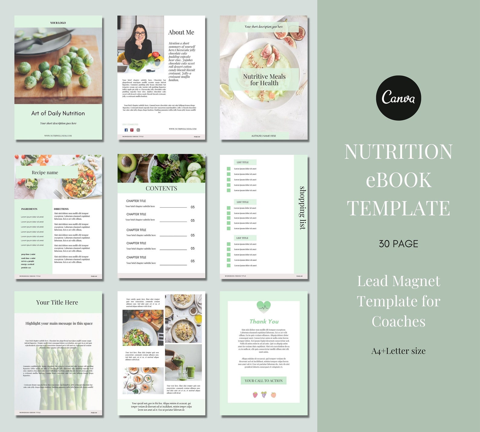 Nutrition Ebook Template Canva. Nutrition Coach Wellness - Etsy