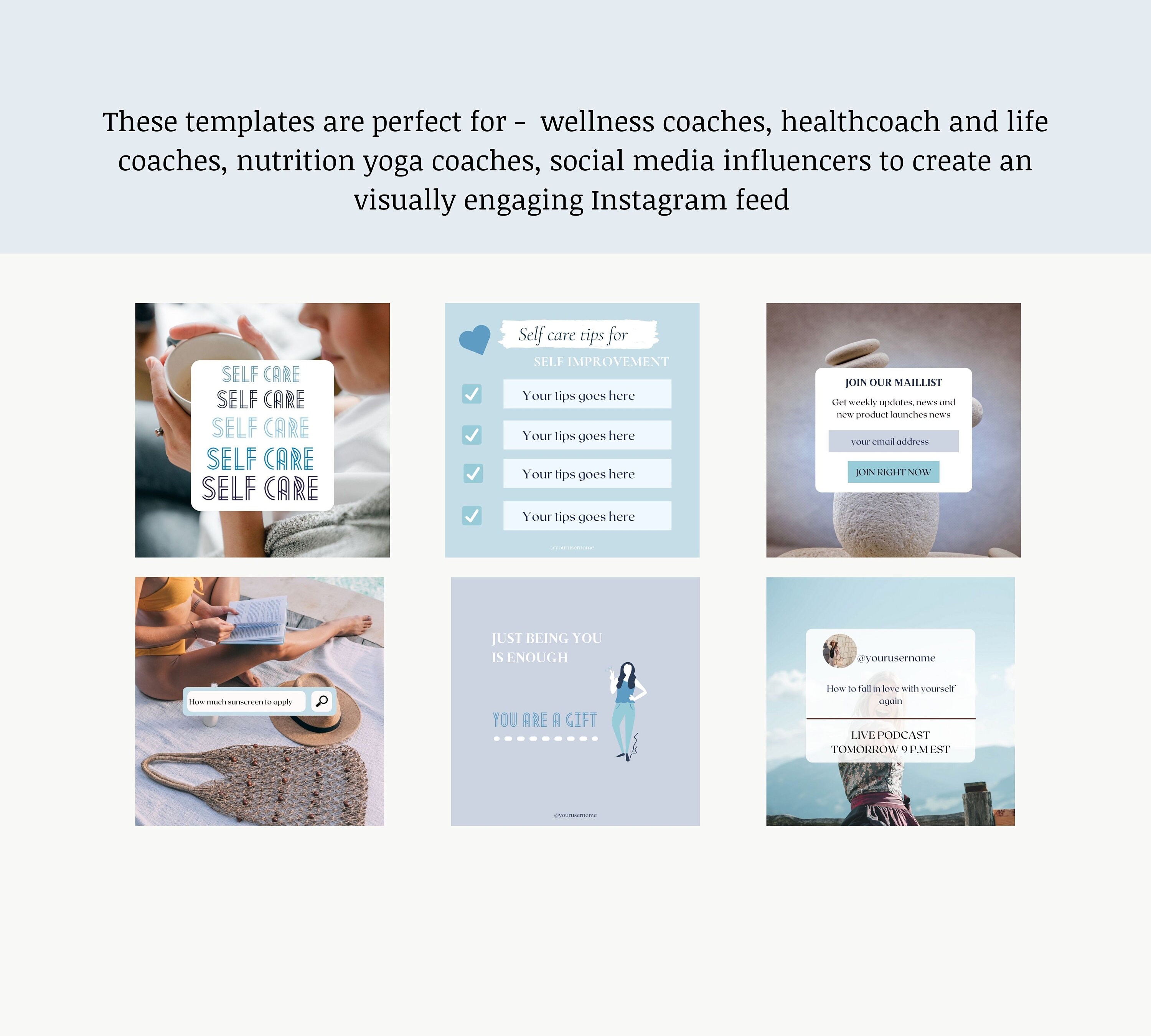 HEALTH Instagram Post Templates. Wellness Instagram - Etsy