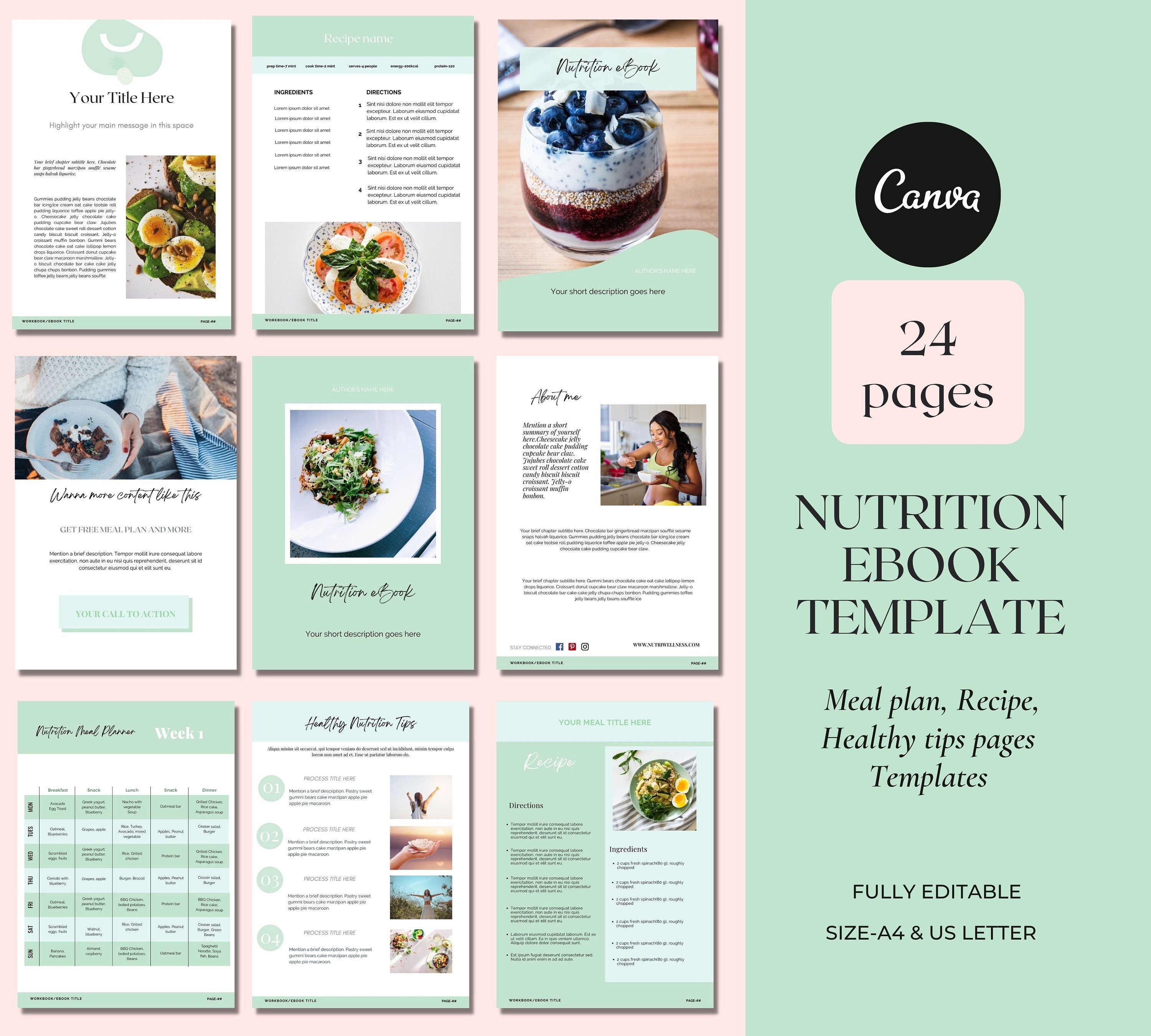 Nutrition Ebook Template for Coaches. Recipe Book Template. - Etsy Canada