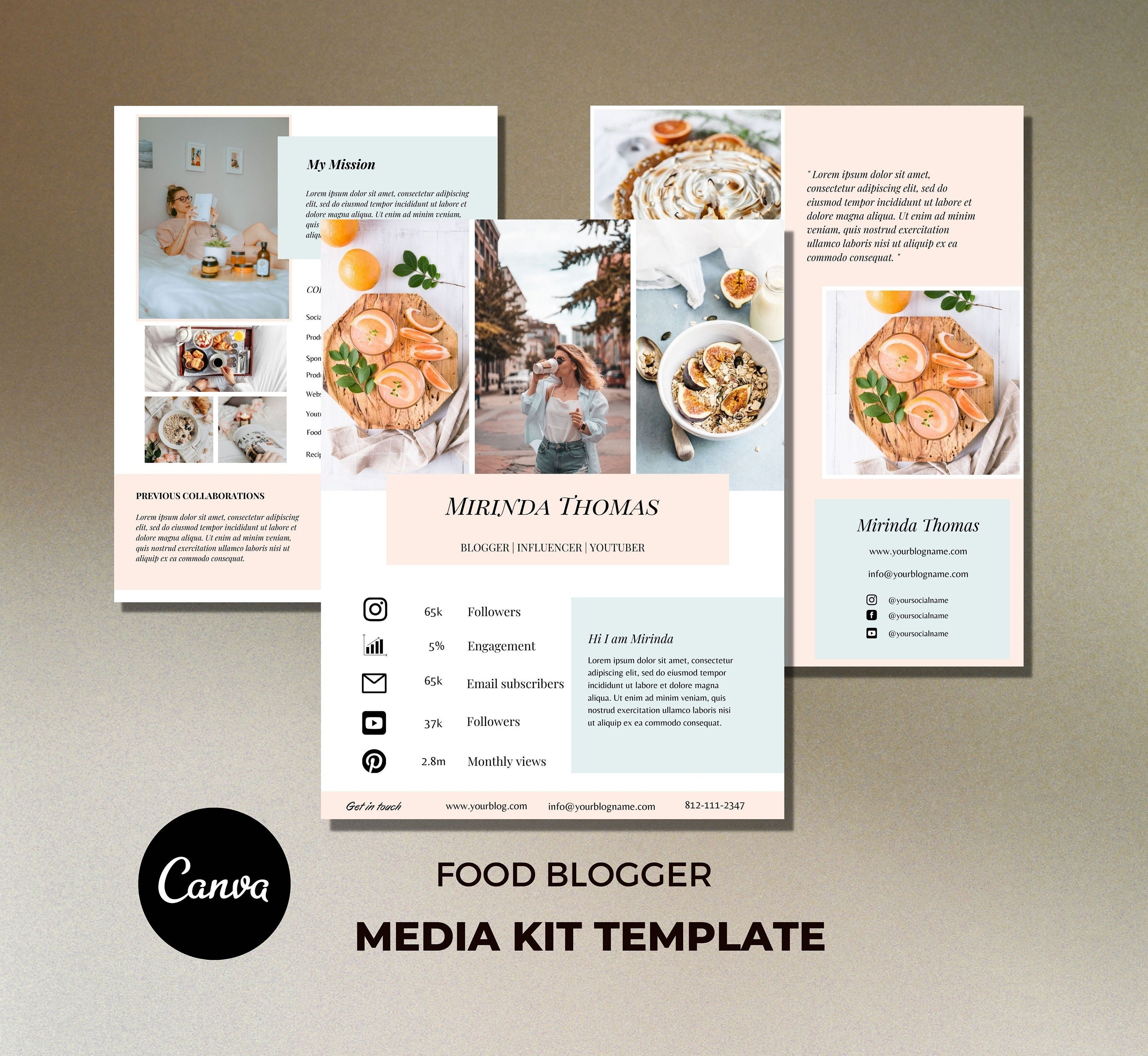 Design & Templates Food Media Kit Food Influencer Media Kit Canva ...