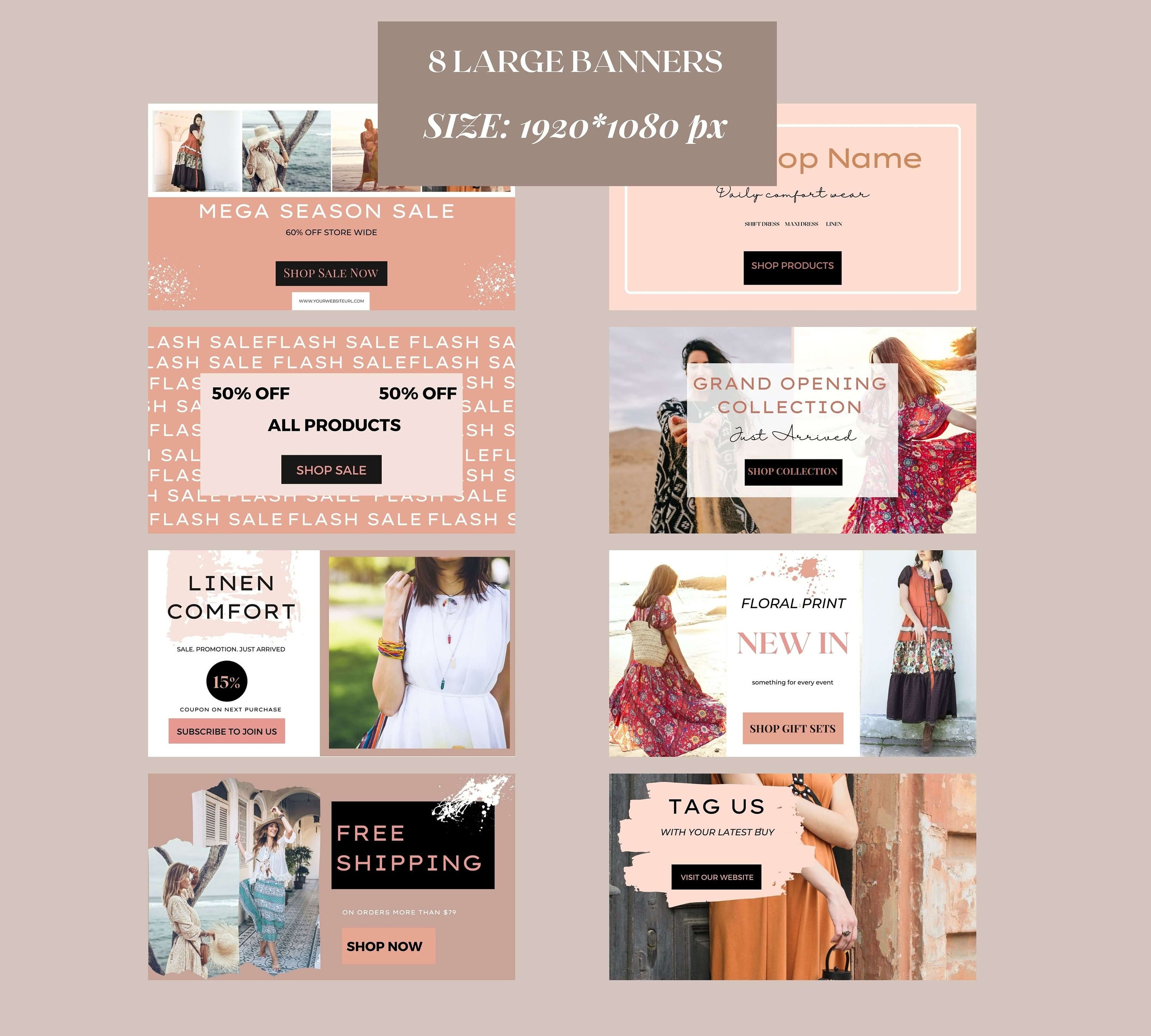 Ecommerce Website Banner Templates. Canva Website Thumbnails. | Etsy