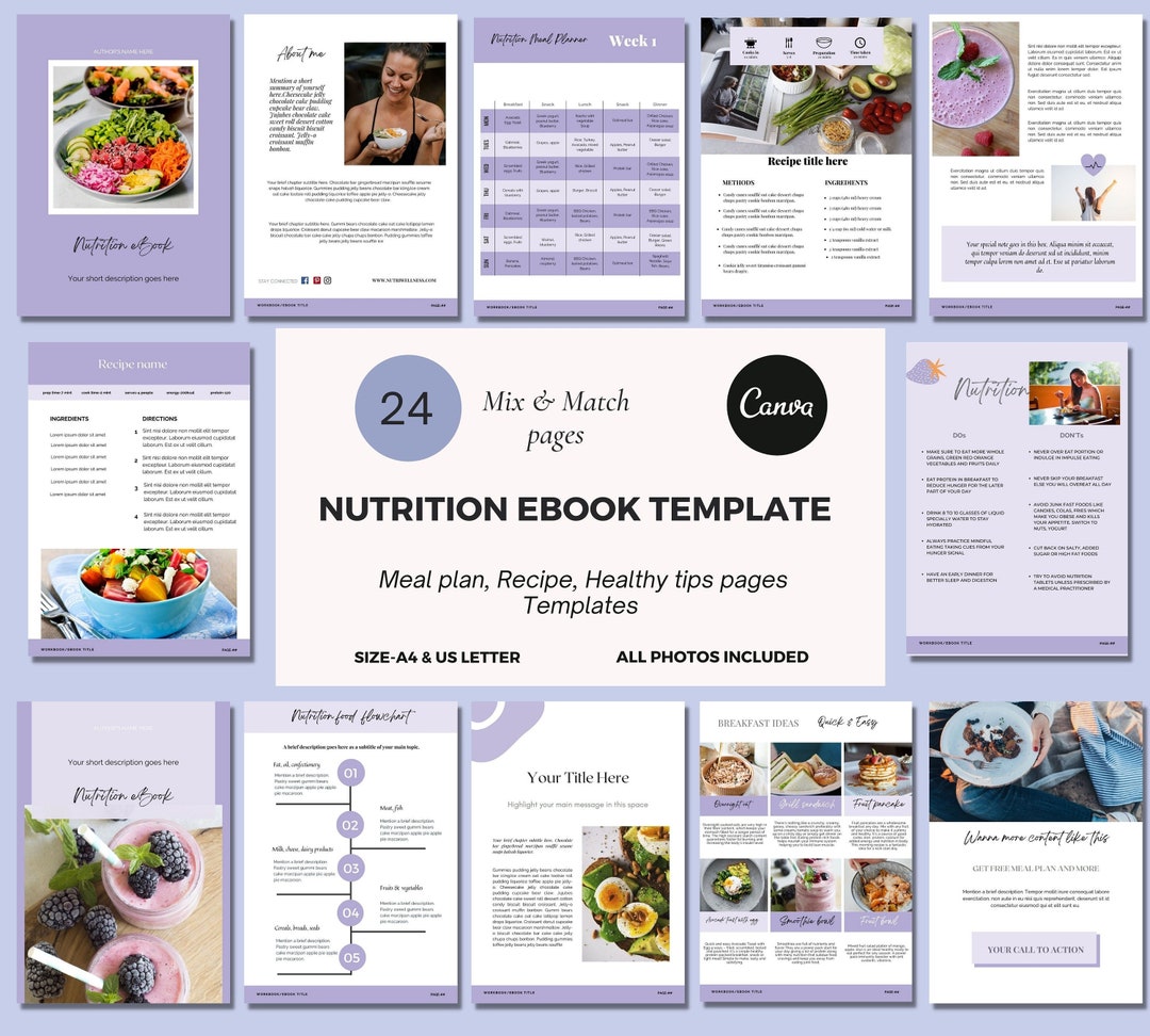 Nutrition Meal Plan Recipe Template. Ebook Canva Template. Fitness ...
