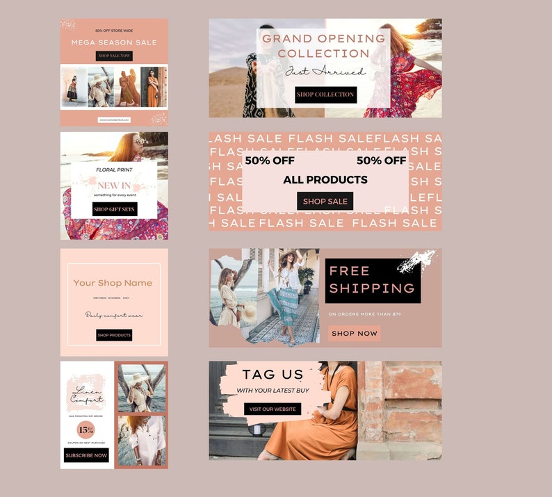 Website Banner Templates for Ecommerce. Canva Website Thumbnails ...