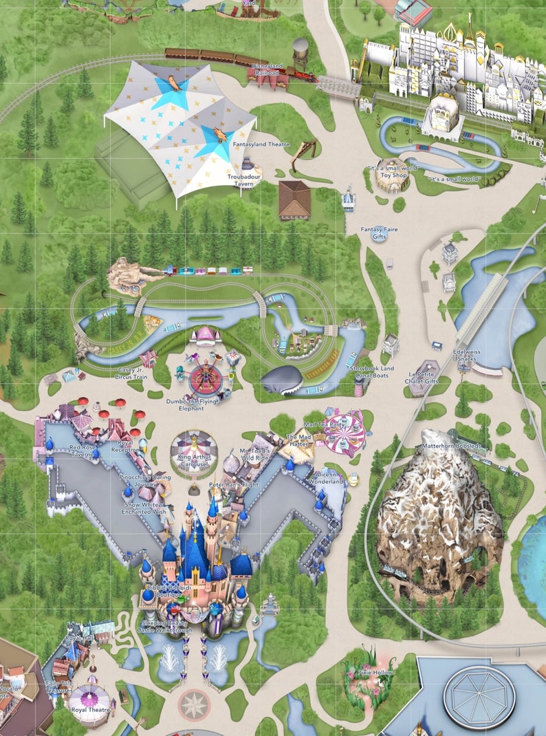 DL-C Disneyland Park Deluxe Map (map and Lands) - Etsy