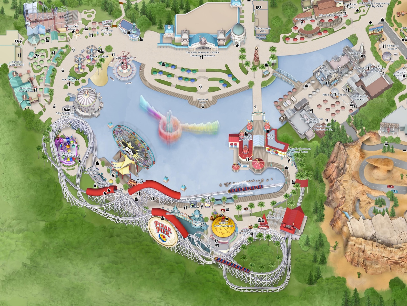 DL-CA California Adventure Deluxe Map (parks and Lands) - Etsy