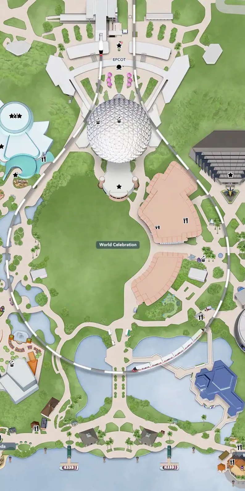 EPCOT Center Park Map, Lands, Pavilions, and Resorts - Etsy
