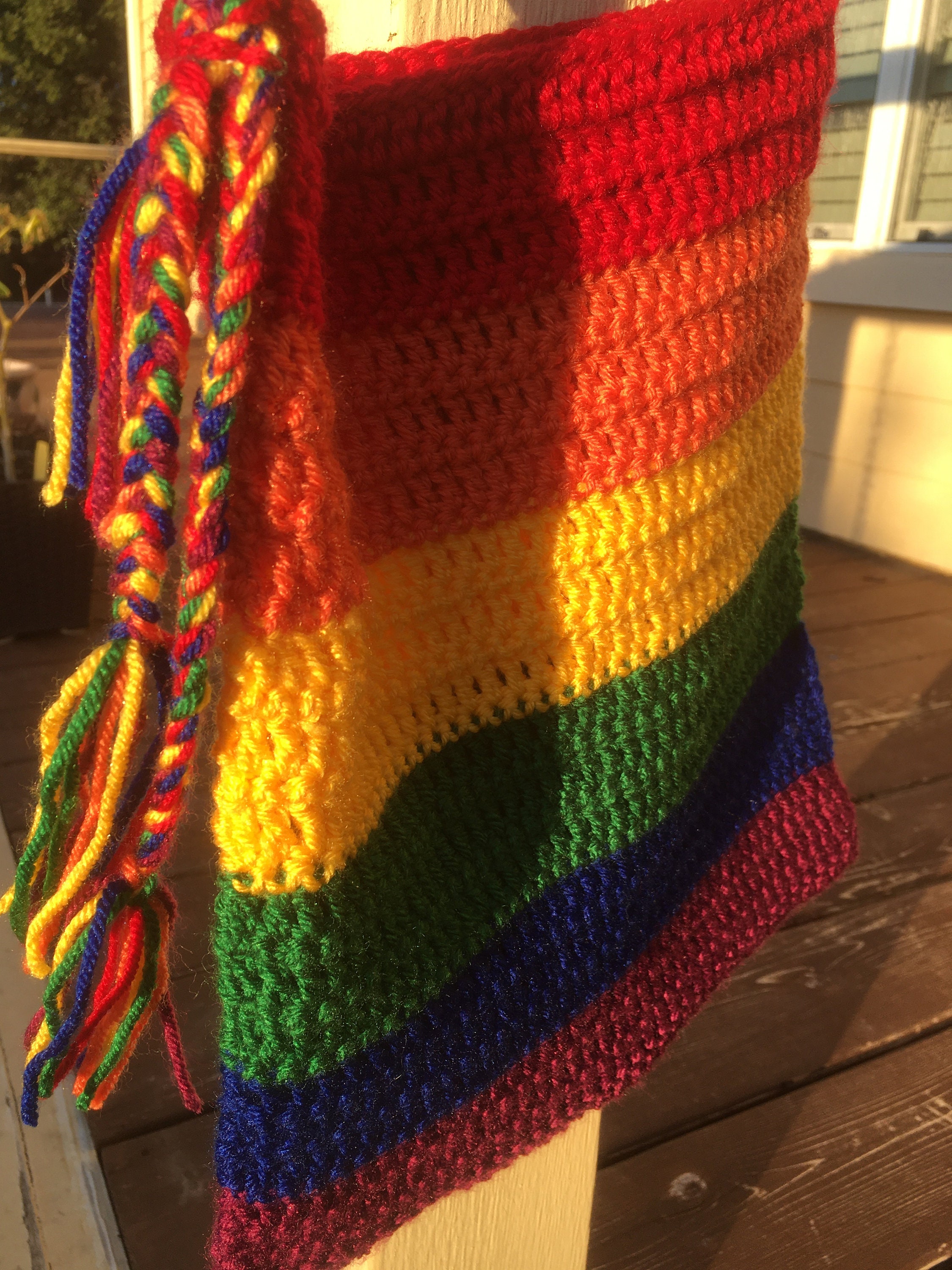 Unique Crocheted Pride Flag Cross-body Bag With Tassels, Great Gift for ...