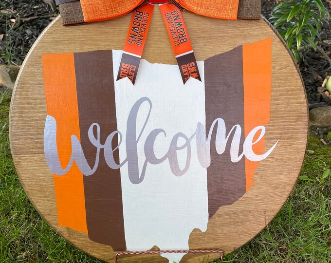 Cleveland Browns Themed Ohio Welcome Wood Door Hanger 15” - Etsy