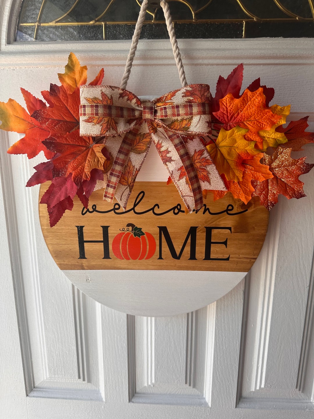 Welcome Home Fall Wood Door Hanger 15” - Etsy