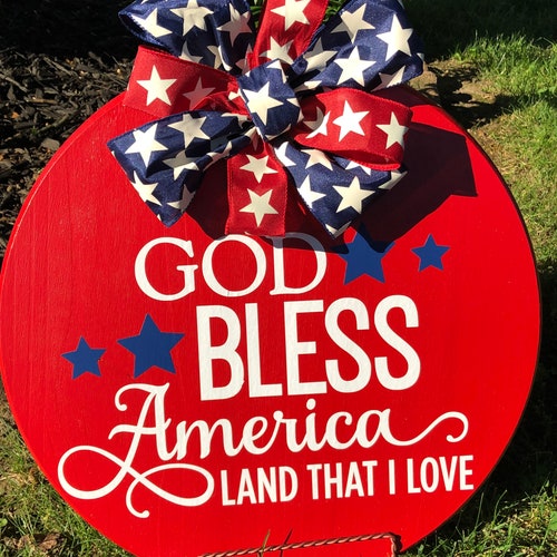 God Bless America Round Sign SVG Round Sign for Door - Etsy