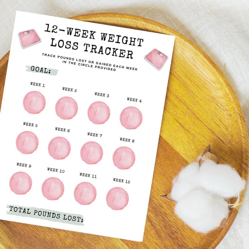 12-week Weight Loss Tracker Printable Planner PDF Goal Sheet - Etsy Canada