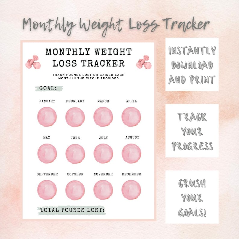 Monthly Weight Loss Tracker Printable Instant Download - Etsy