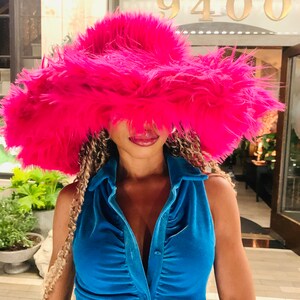 Vibrant Pink Faux Fur Floppy Hat / Festival Hat / Fake Fur Hat / Fuzzy ...