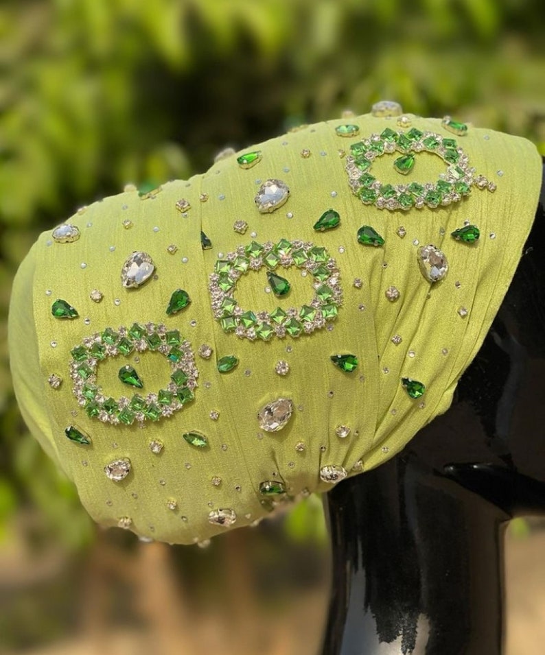 Luxury Women Handmade Embellished Turban, Hand Beaded Unravel Turban ...