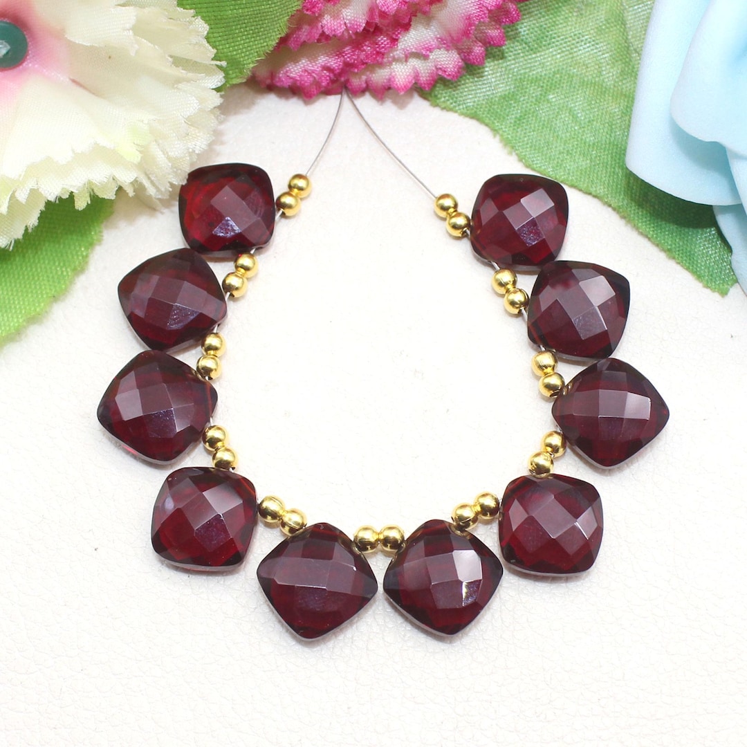 Stunning Garnet Hydro 10 Piece Strand, 12X12X5 MM Briolette Cut ...