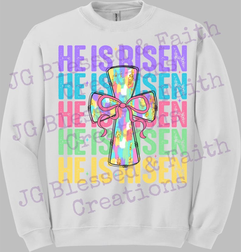 He is Risen Cross Pastel Colors Sweatshirt - Etsy