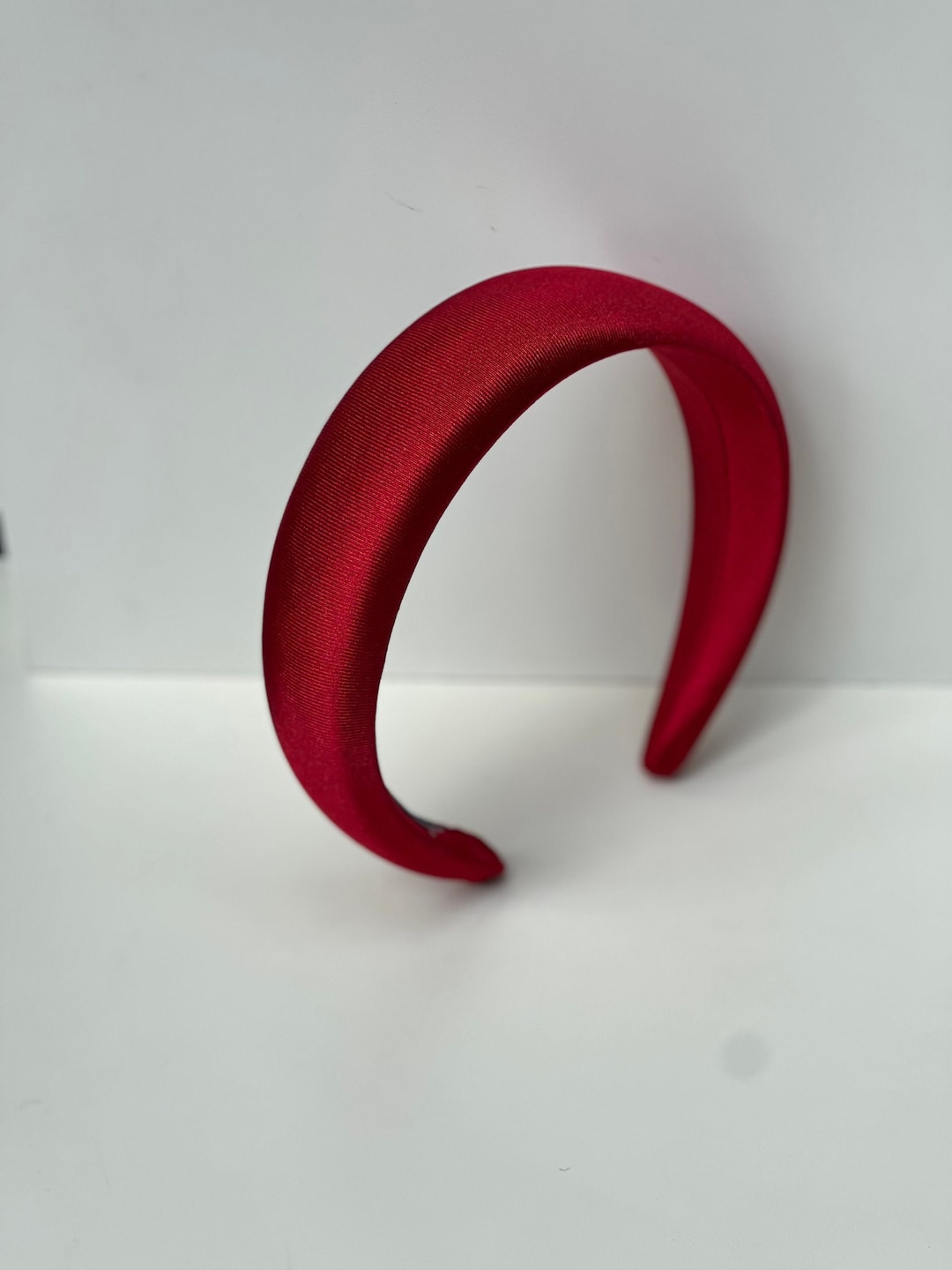 Red Satin Headband With Padded Design-elegant and Bright Solid Color ...