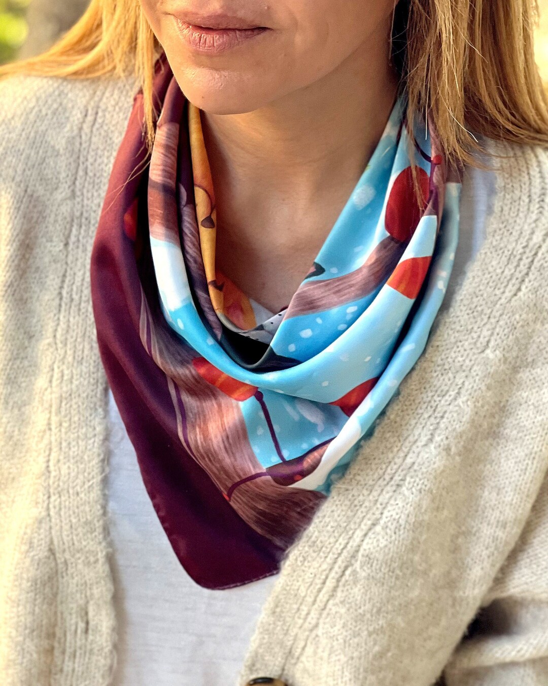 Exclusive Hand-painted Cat Pattern Scarf-designer Satin, Soft Touch ...