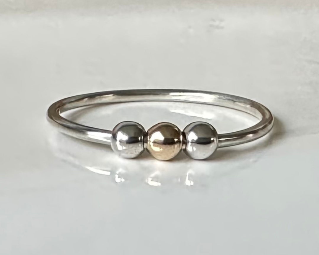 Fidget Ring Handmade From 925 Sterling Silver and 9ct Gold and Silver ...