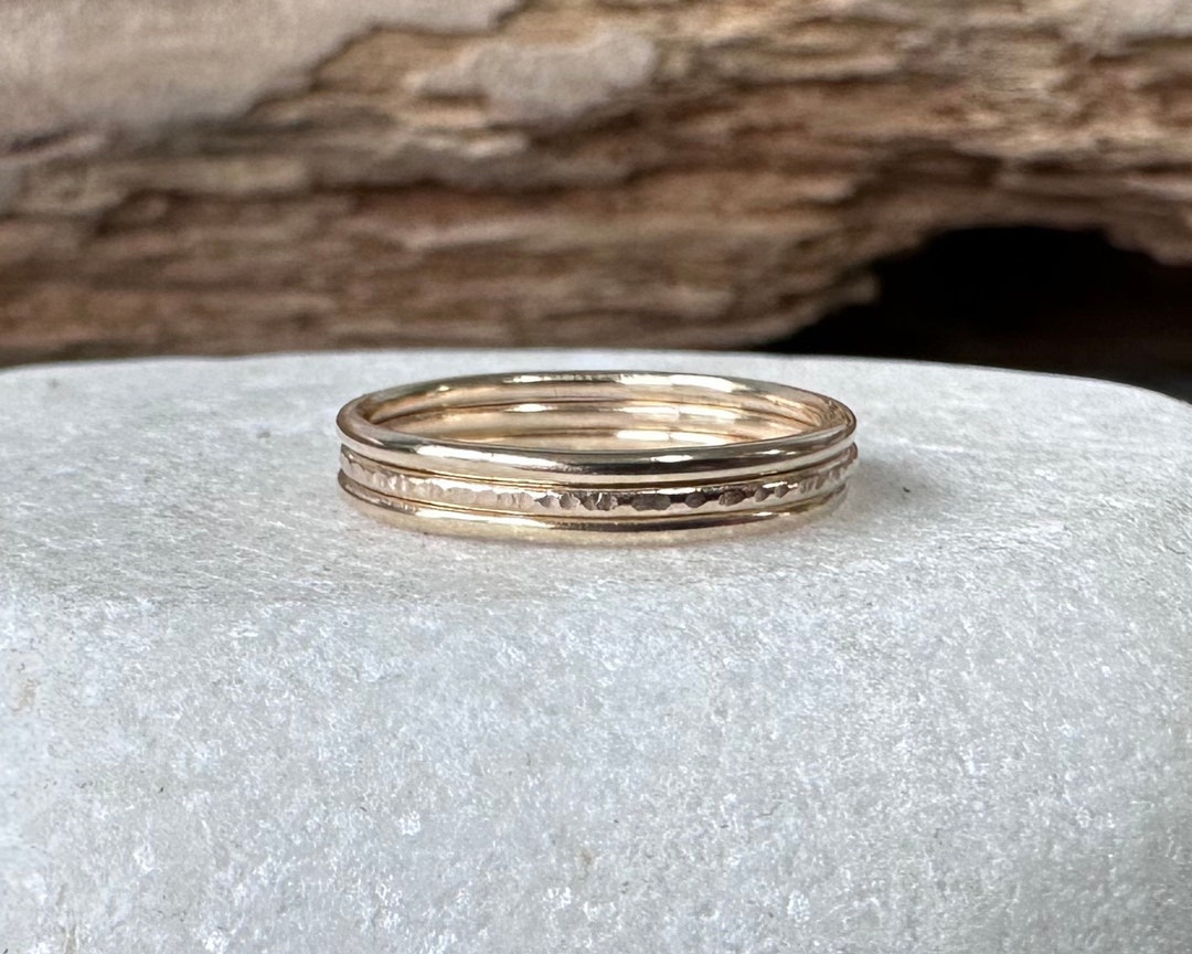 Solid 9ct Gold Stack of Three Stacking Rings, Hallmarked Gold Stacking ...
