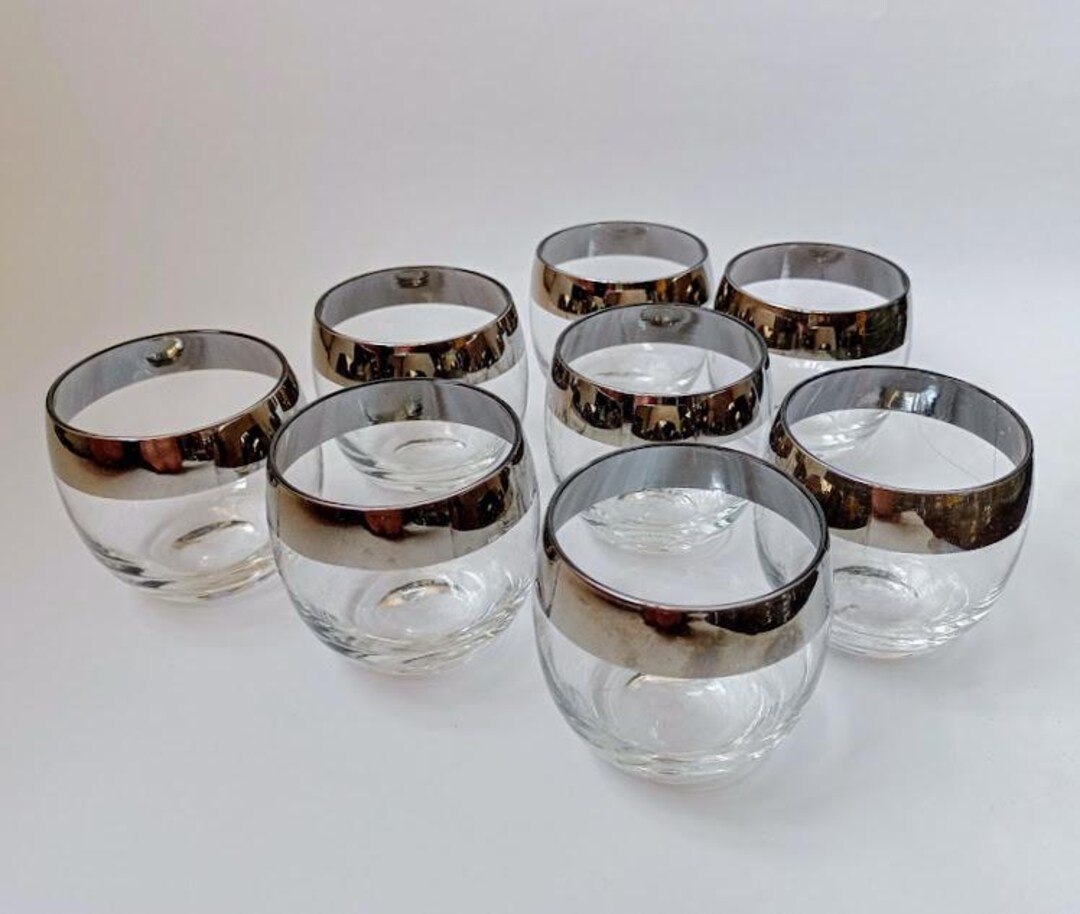 Eight 1950s Vitreon Queen's Lusterware Large Roly-poly Glasses Dorothy ...