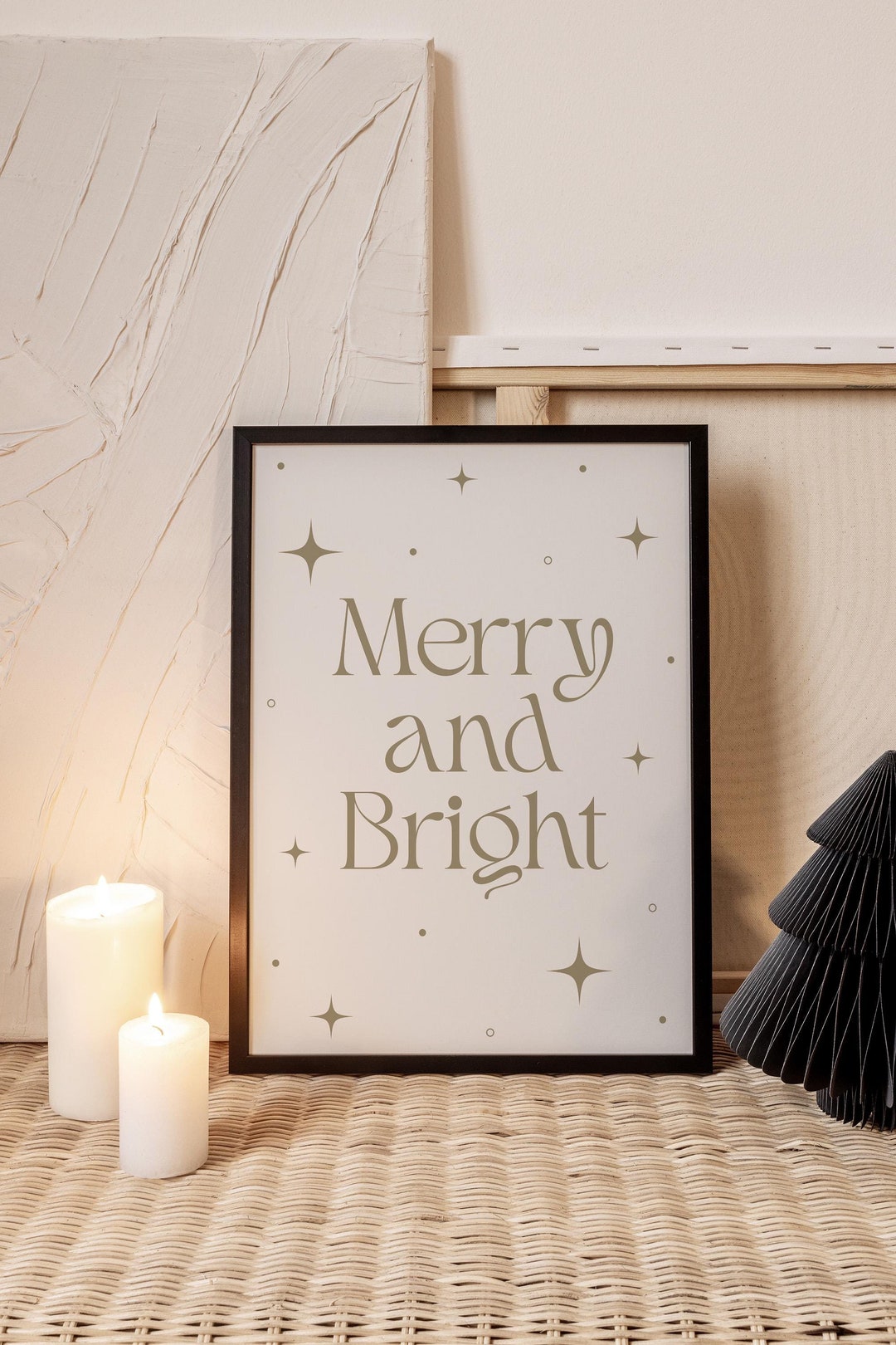 Merry and Bright Printable Downloadable Christmas Wall Art Print ...