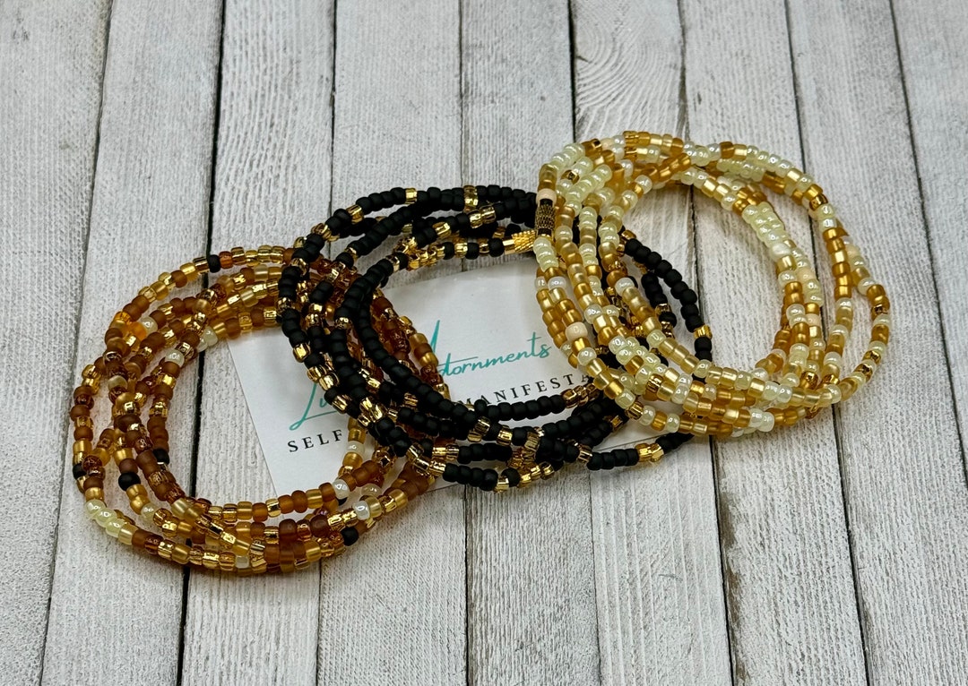 Earth Tones Waist Bead Set (3)- Waist Beads W/ Clasp - Stretch Weight ...