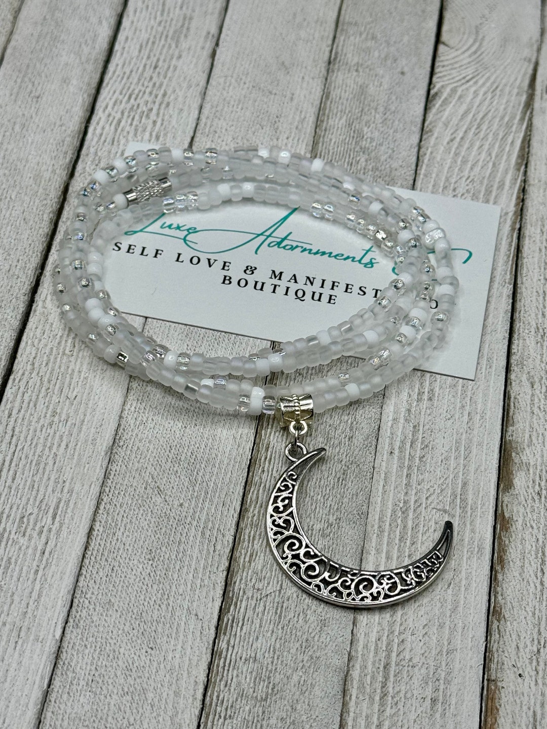 I Am Celestial - Crescent Moon Waist Bead | Clear | Silver | White ...